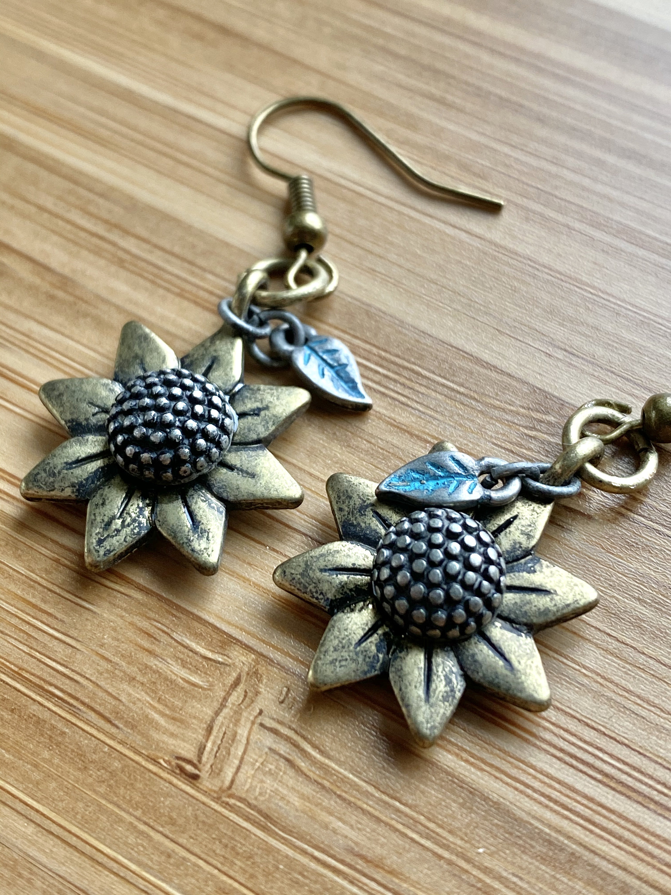 Bronze Sunflower Drop Earrings on Luulla