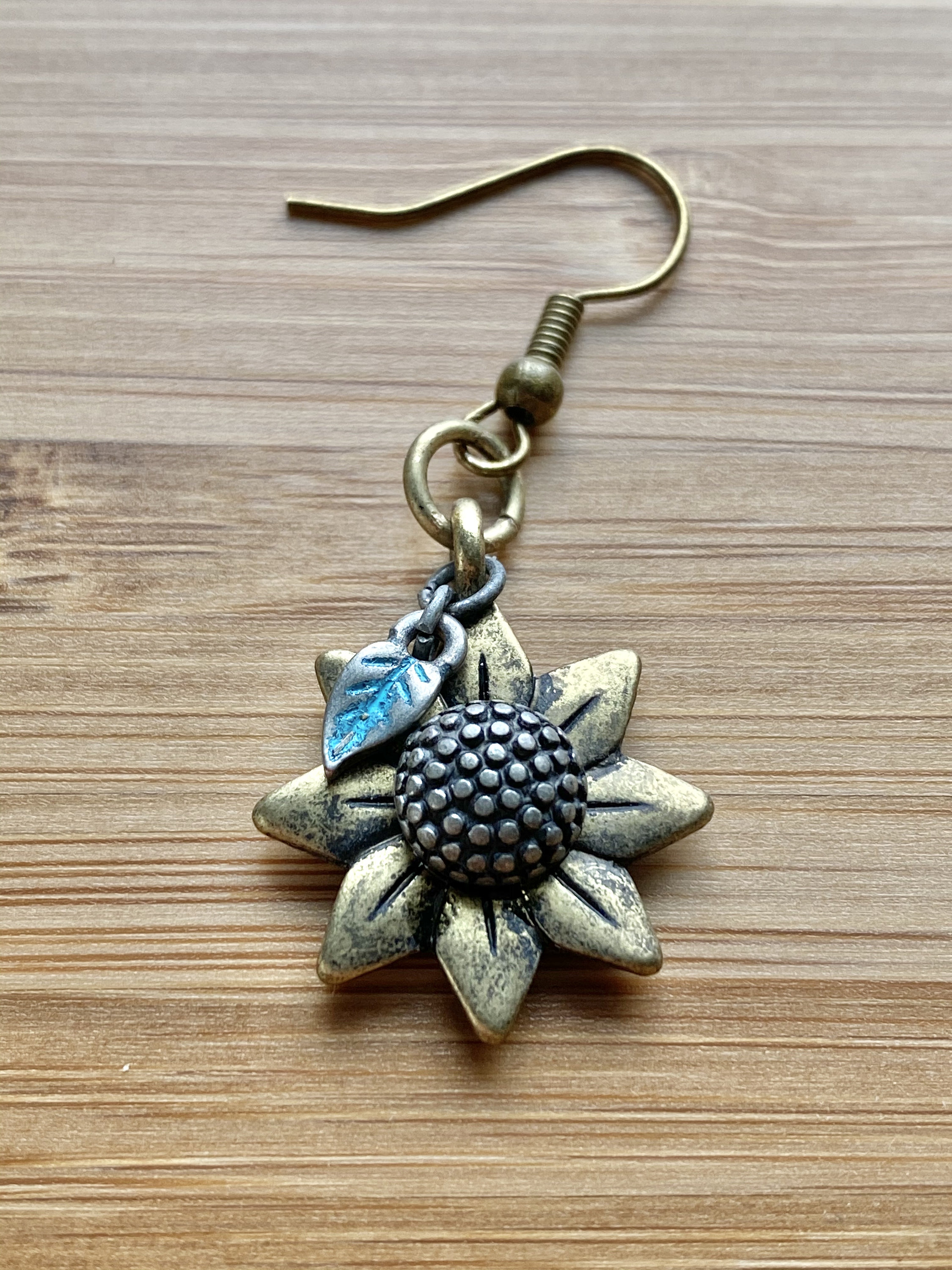 Bronze Sunflower Drop Earrings on Luulla